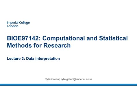 Lecture BIOE Computational And Statistical Methods For Research Lecture Data Studocu