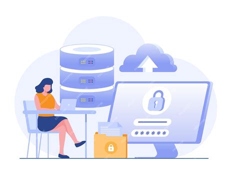 Premium Vector Database And Personal Data Security Cyber Data Security Privacy Cloud System