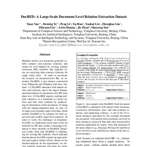 Docred A Large Scale Document Level Relation Extraction Dataset Acl Anthology