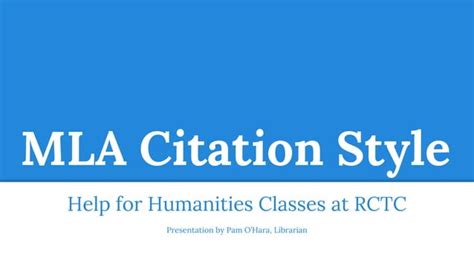Mla Citation Style PPTX