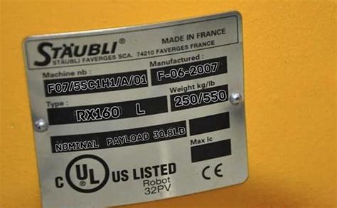 Used Staubli Rx160 L 6 Axis Arm Industrial Robot 2007 For Sale In F