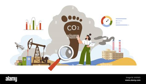 Carbon Footprint Or Environmental Responsibility Concept Character Analyzes Ways To Reduce Co2
