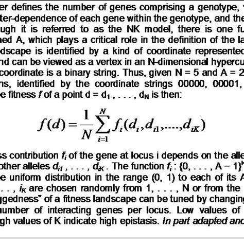 Mathematical Formalization Of The Nk Model Download Scientific Diagram