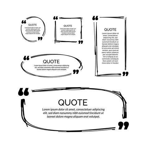 Doodle Quote Box Frame Hand Drawn Speech Bubble Templates Set Blank Template Quote Text Info