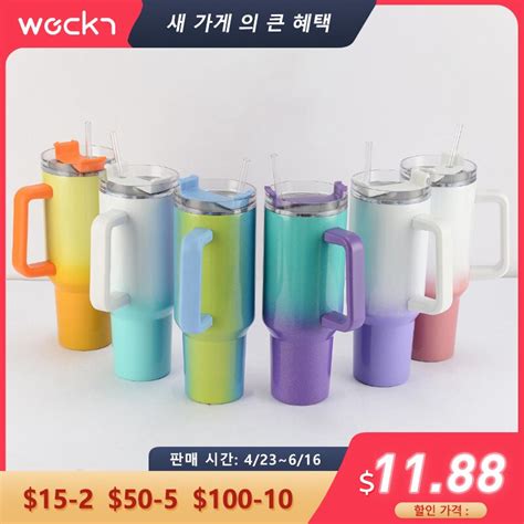 Stanley 손잡이와 빨대 뚜껑이 달린 텀블러 스테인레스 스틸 단열 심플 모던 텀블러 컵 보온병 여행 커피 머그잔 40oz Aliexpress