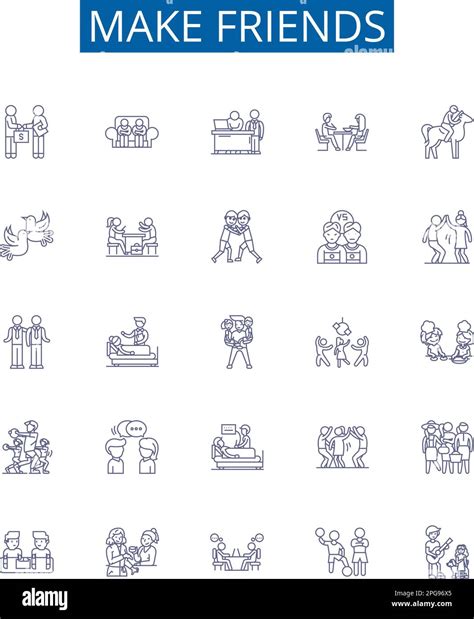Make Friends Line Icons Signs Set Design Collection Of Connect Mingle