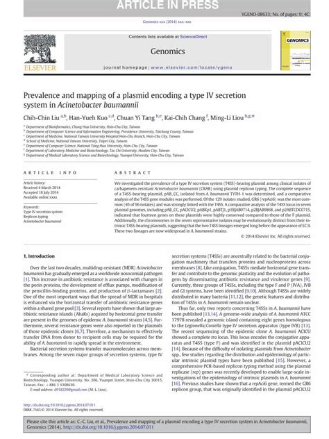 Pdf Prevalence And Mapping Of A Plasmid Encoding A Type Iv Secretion