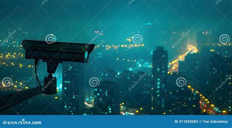 Surveillance Camera Safeguarding Urban Area With High Tech Features Concept Surveillance