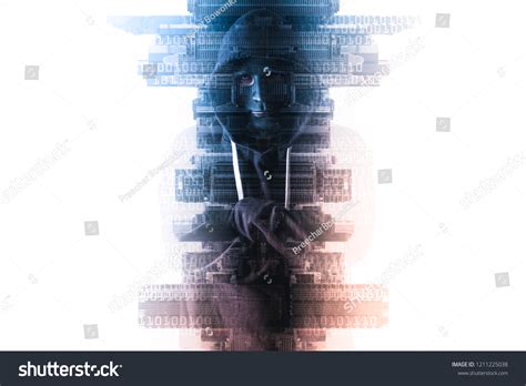 Abstract Image Hacker Standing Overlay Futuristic Stock Photo Shutterstock