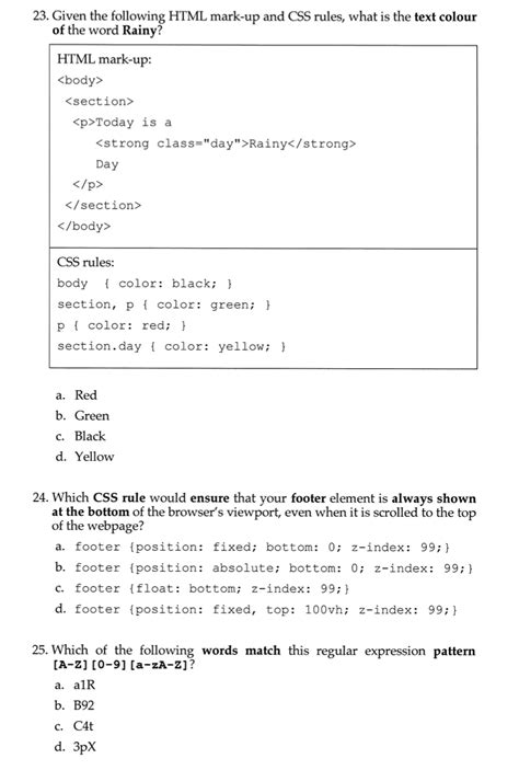 Solved Given The Following HTML Mark Up And CSS Rules Chegg Com