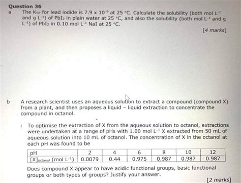 Solved Question A The Ksp For Lead Iodide Is X At Chegg