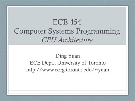 Ece 454 Computer Systems Programming Cpu Architecture Ppt Download