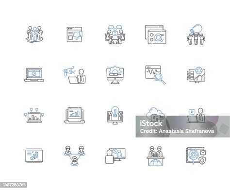 디지털 서비스 회선 아이콘 모음입니다 혁신 연결성 자동화 사이버 보안 효율성 데이터 통합 벡터 및 선형 그림 분석 클라우드 민첩성 개요 표지판 세트 다채널 마케팅에 대한