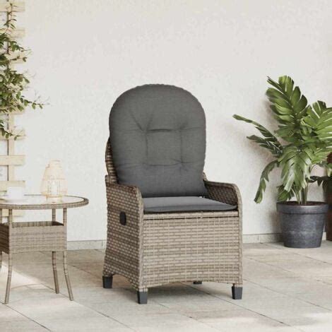 Recliner Chair Grey 56 X 66 X 95cm Poly Rattan Vidaxl