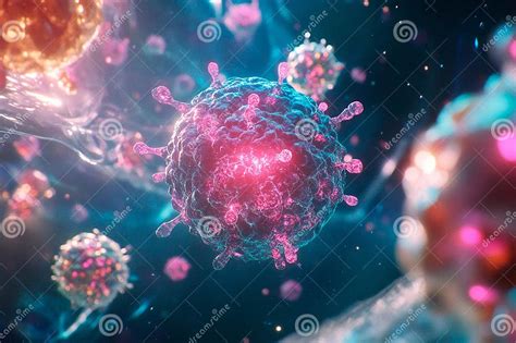 Vibrant Microscopic World Showcasing Viruses And Cells In Dynamic Interaction Generative Ai
