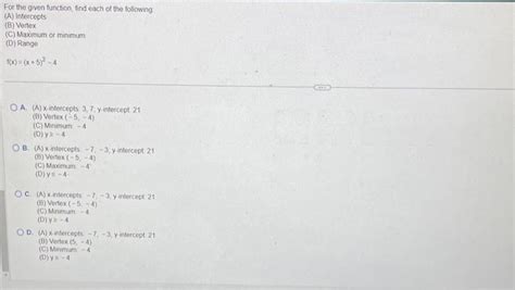 Solved For The Given Function Find Each Of The Following