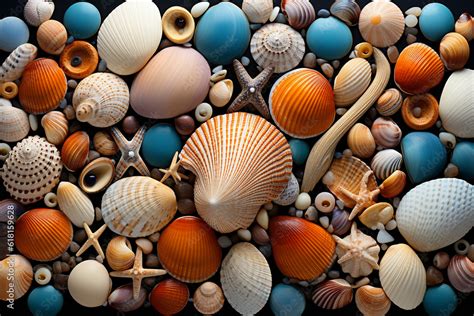Coastal Seashells A Beach Inspired Tile Background Featuring Seashells