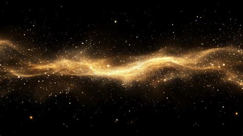 Golden Stardust Swirls Across Dark Space Background Stock Illustration ...