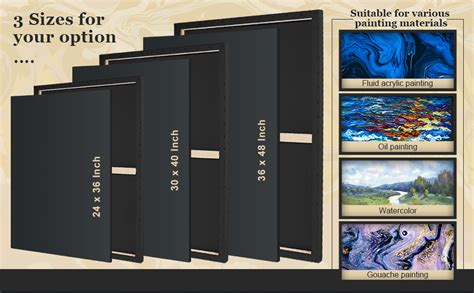 Ctosree 2 Pack Stretched Canvas For Painting Large Black