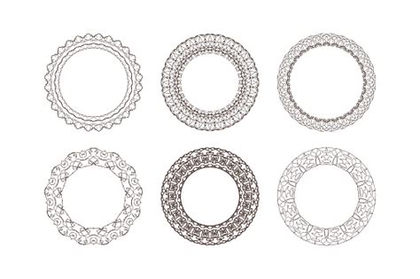 흰색으로 격리된 윤곽선 프레임 집합입니다 테두리 를 색칠합니다 선의 교차점입니다 횡단 선 교차 원입니다 Eps 10 낙서 드로잉에 대한 스톡 벡터 아트 및 기타 이미지