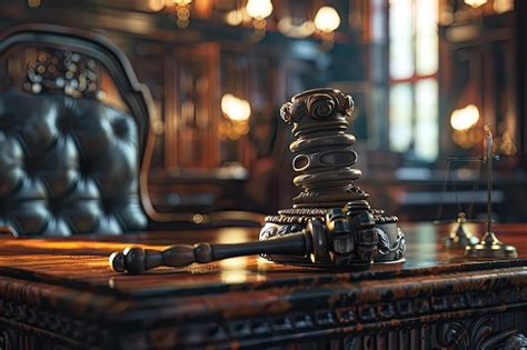 Gavel on Judges Bench in Courtroom | Premium AI-generated image