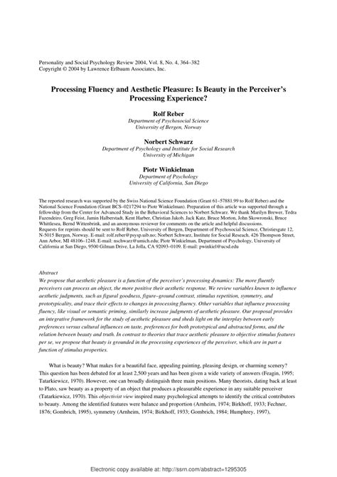 Pdf Processing Fluency And Aesthetic Pleasure Is Beauty In The Perceivers Processing Experience