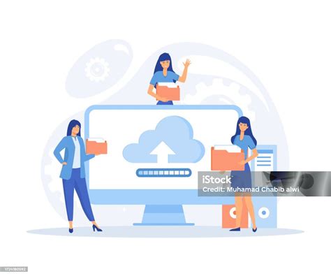 다운로드 파일 개념입니다 인터넷 클라우드 서비스 및 정보 교환 진보 현대 기술 및 디지털 세계 플랫 벡터 현대 그림 0명에 대한 스톡 벡터 아트 및 기타 이미지 Istock
