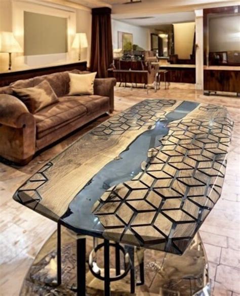 Handmade Special Design Epoxy Table Made To Order Live Edge Epoxy Desk Office Furniture