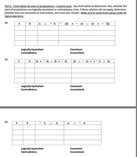 Solved Truth Tables For Pairs Of Propositions Points Chegg Com