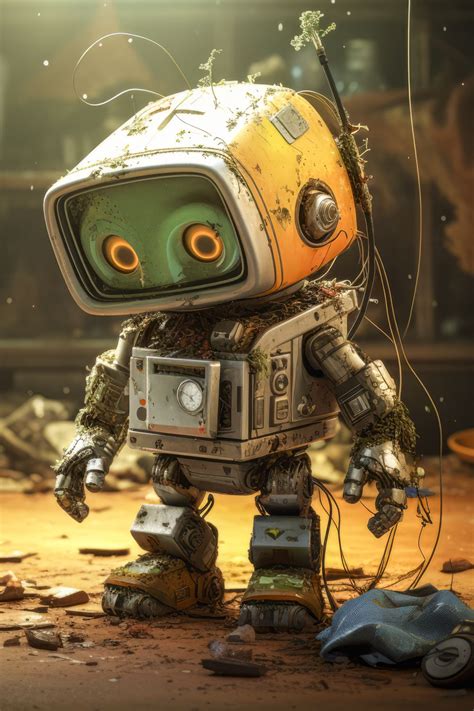 Cute Robot Housework Robots Art Illustration Robot Art Robot Cute