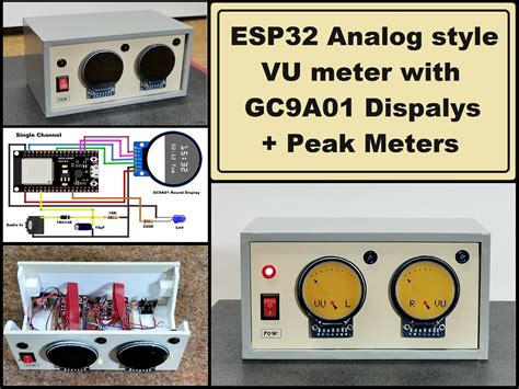 Esp32 Analog Style Vu Meter With Gc9a01 Round Dispalys Peak Meters