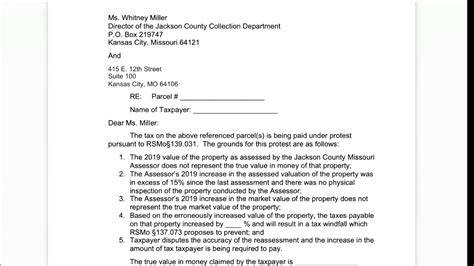Property Tax Protest Template