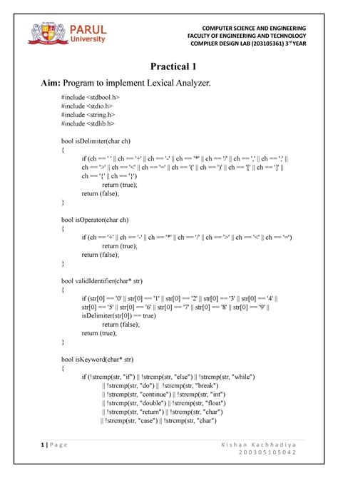 Cd Kishan Kachhadiya Faculty Of Engineering And Technology Compiler Design Lab 203105361 3rd