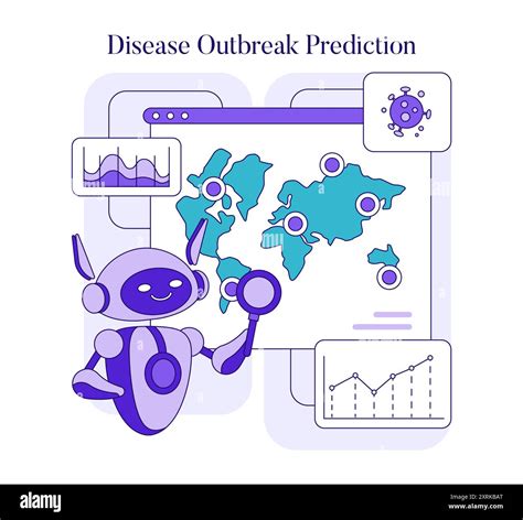 ai disease prediction concept robot analyzing data on a digital map to