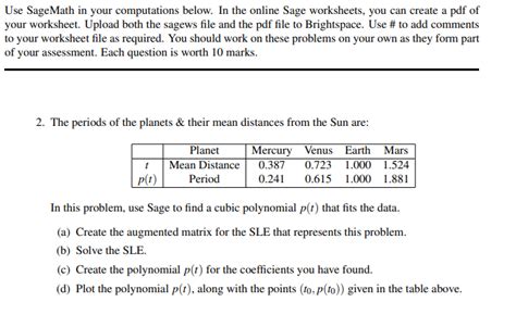 Solved Use Sage Math In Your Computations Below In The
