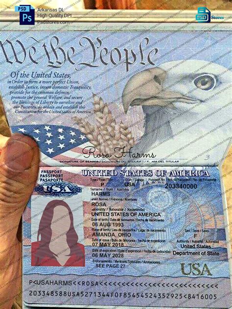 Usa Passport Template V2 Psd Stores