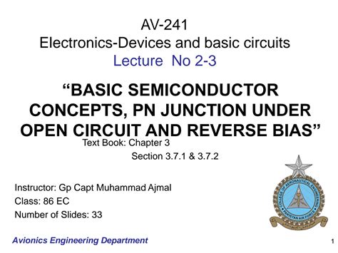 Solution Lecture 02 03 Av 241 Basic Semiconductor Concepts Pn Junction