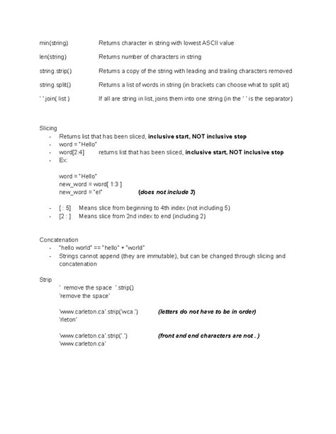 String Operations Minstring Returns Character In String With Lowest Ascii Value Lenstring