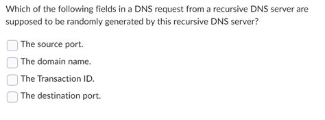 Solved Which Of The Following Fields In A DNS Request From A Chegg