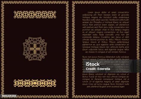 레스토랑 메뉴 전단 인사말 카드 브로셔 및 다른 훈장에 대 한 A4 형식 로고와 함께 골든 프레임 벡터 일러스트 레이 션 가장자리에 대한 스톡 벡터 아트 및 기타 이미지