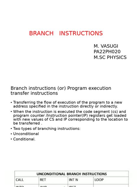 Branch Instructions Pdf Software Development Digital Electronics