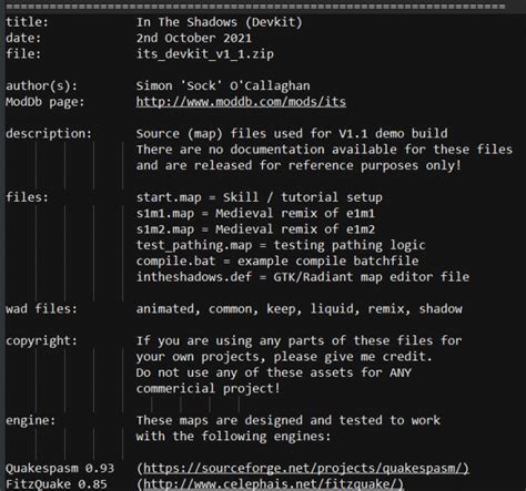 ITS Dev Kit V File In The Shadows Mod For Quake ModDB
