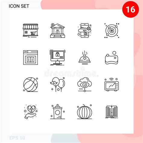 16 Universal Outlines Set For Web And Mobile Applications Learning Diploma Estate Book Orbit