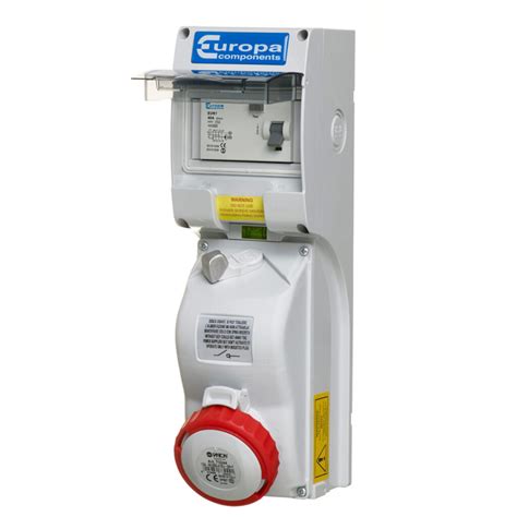 32a 5 Pin 415v Rccb Interlocked Switched Socket Ip67