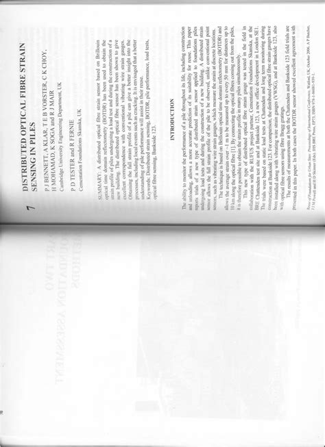 Pdf Distributed Optical Fibre Strain Sensing In Piles