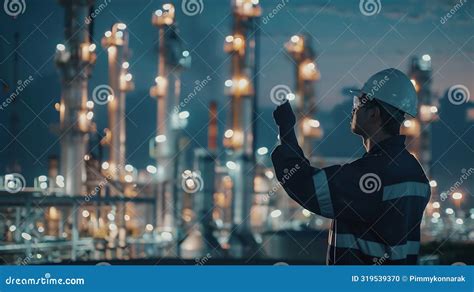 Generative Ai Engineer Is Designing Oil Refinery Layout Business Concept Stock Illustration