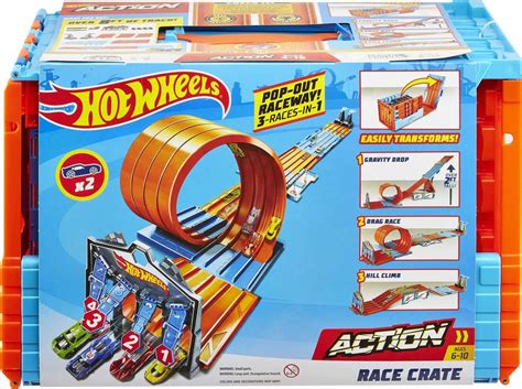 Buy Hot Wheels Race Crate with 3 Stunts in 1 Set, 8+ feet of Race track ...
