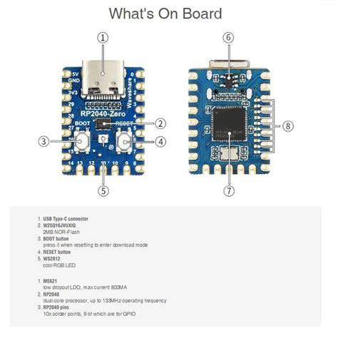 Raspberry Pi Rp2040 Zero Microcontroller Pico Development Rp2040 Dual