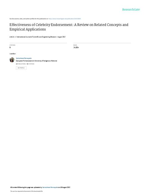 Effectiveness Of Celebrity Endorsement A Review On Related Concepts And