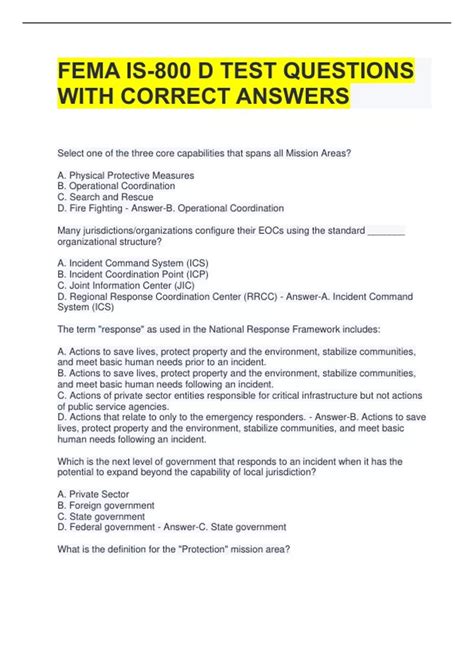Fema Is 800 D Test Questions With Correct Answers Fema Is 800 D Stuvia Us